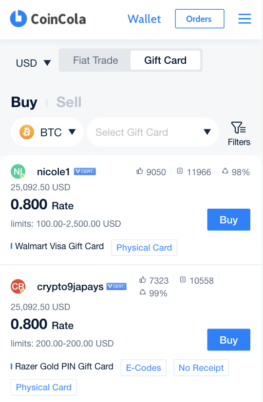 How to Buy Crypto with Gift Card and Sell for Bitcoin Instantly - CoinCola Blog